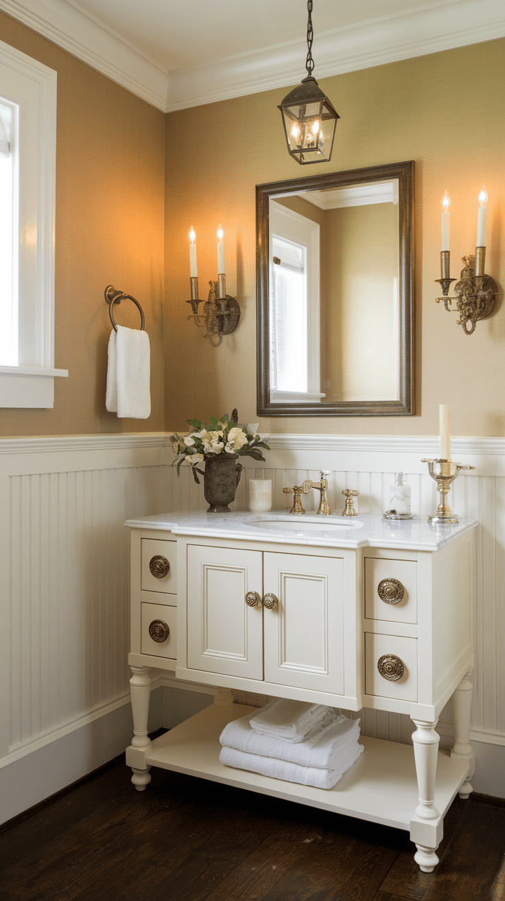 Powder Room Inspiration White Vanity